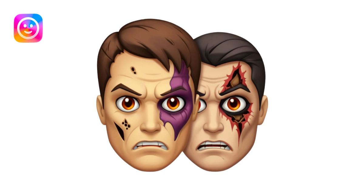 dc two face one half normal face other half burnt emoji | AI Emoji ...