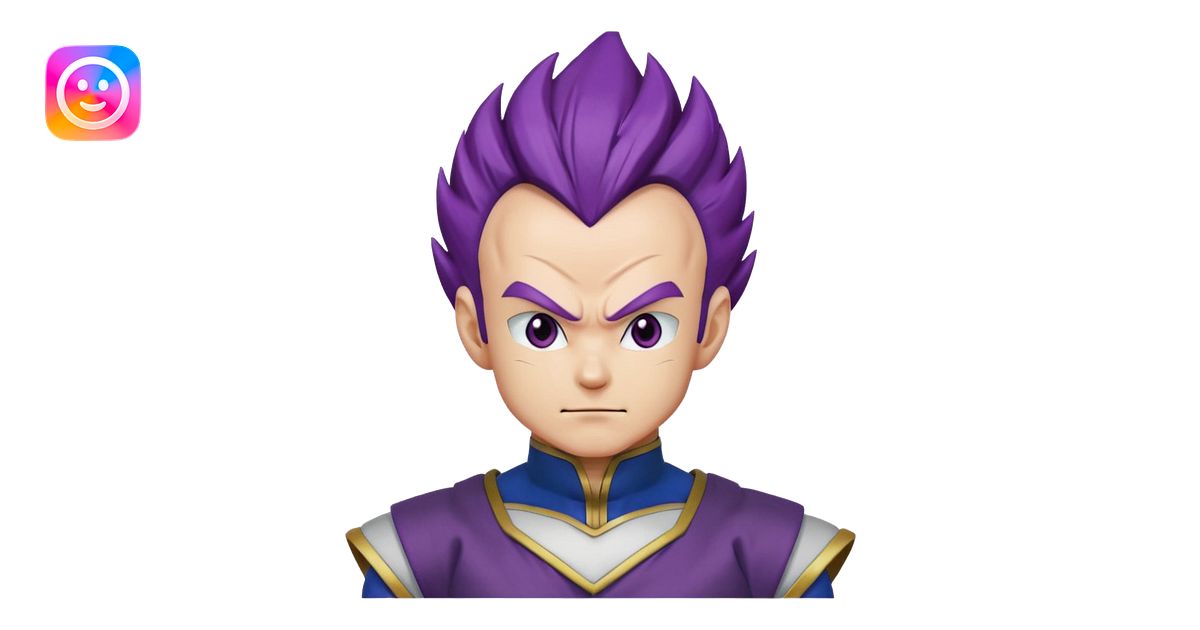 Vegeta ultra ego with purple hair emoji | AI Emoji Generator