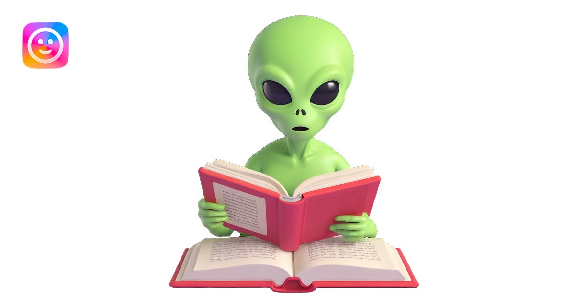 alien reading emoji | AI Emoji Generator