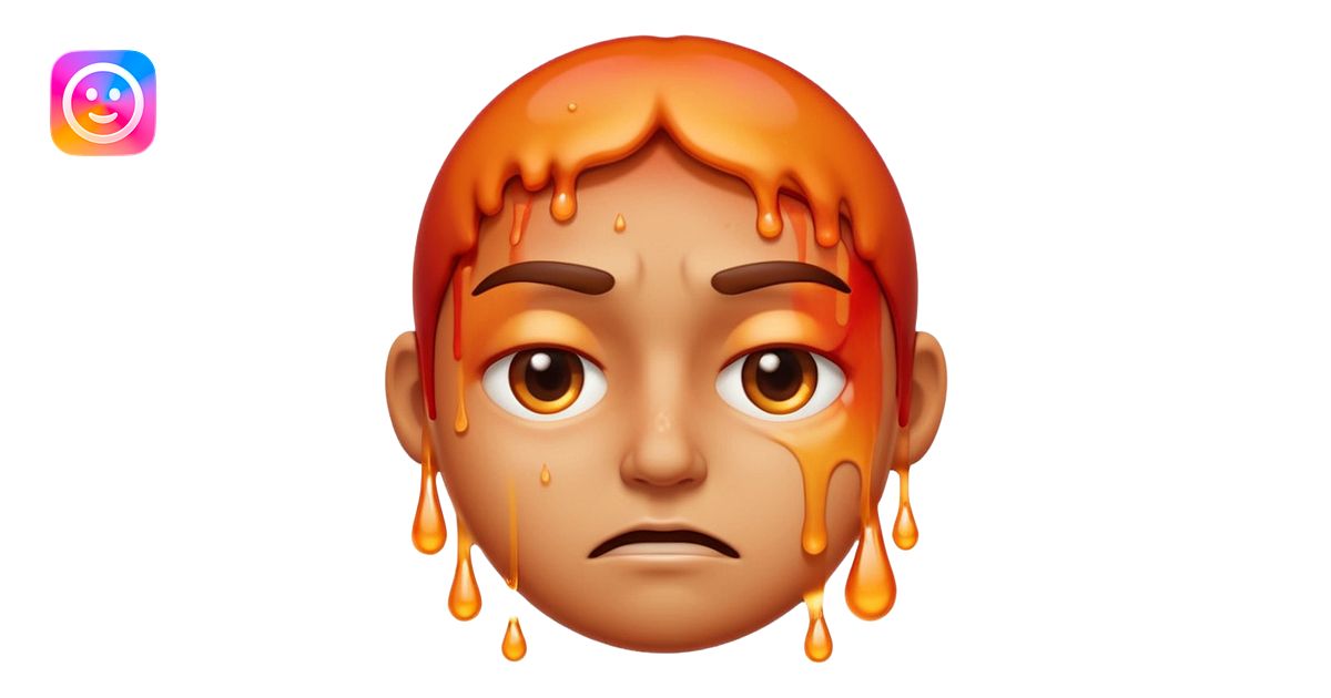 Apple-style emoji illustration of a person melted, overheated face with ...