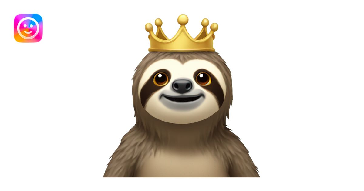 a sloth with a crown emoji | AI Emoji Generator