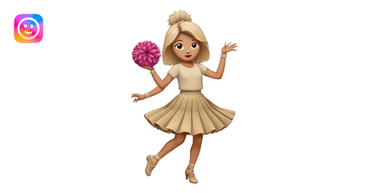 turtle girl dancing with skirt holding pompom emoji | AI Emoji Generator