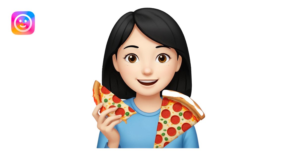 eating food well baby with happy face black hair young girl emoji | AI ...