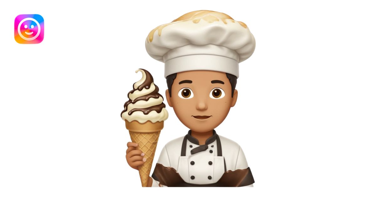Male Chef with giant ice cream cone emoji | AI Emoji Generator