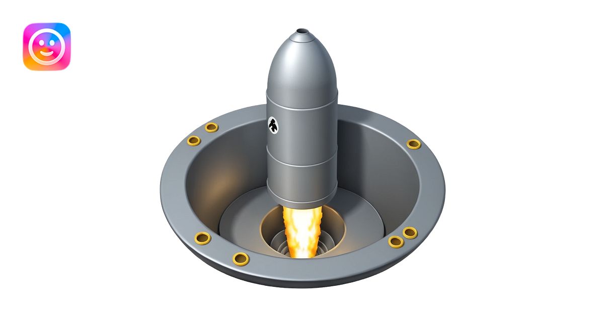 grey missile silo hatch open, and the top two thirds of a white nuclear ...