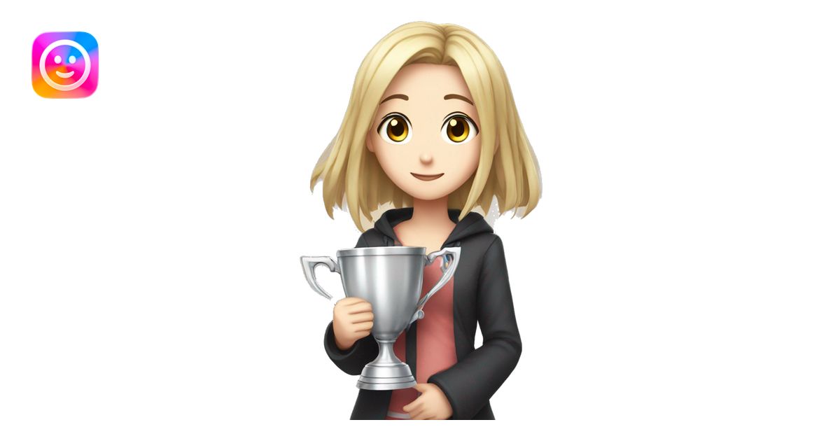 anime girl with win cup emoji | AI Emoji Generator