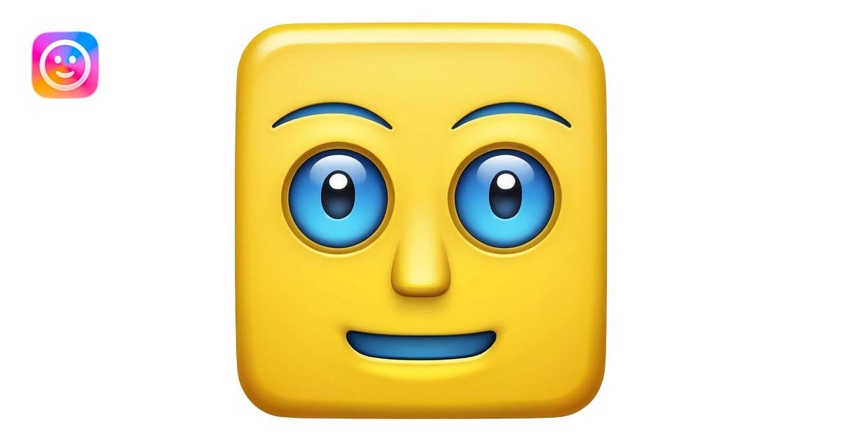 geometery dash square yellow body blue face square mouth and eyes emoji ...