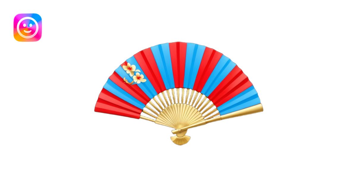 3d emoji of a japanese hand fan in glossy circuit design emoji | AI ...