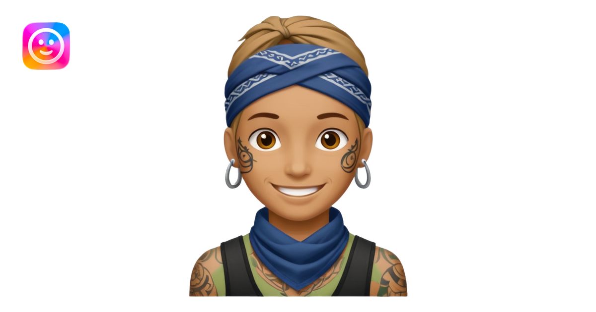 a human with bandana and tattoo emoji | AI Emoji Generator