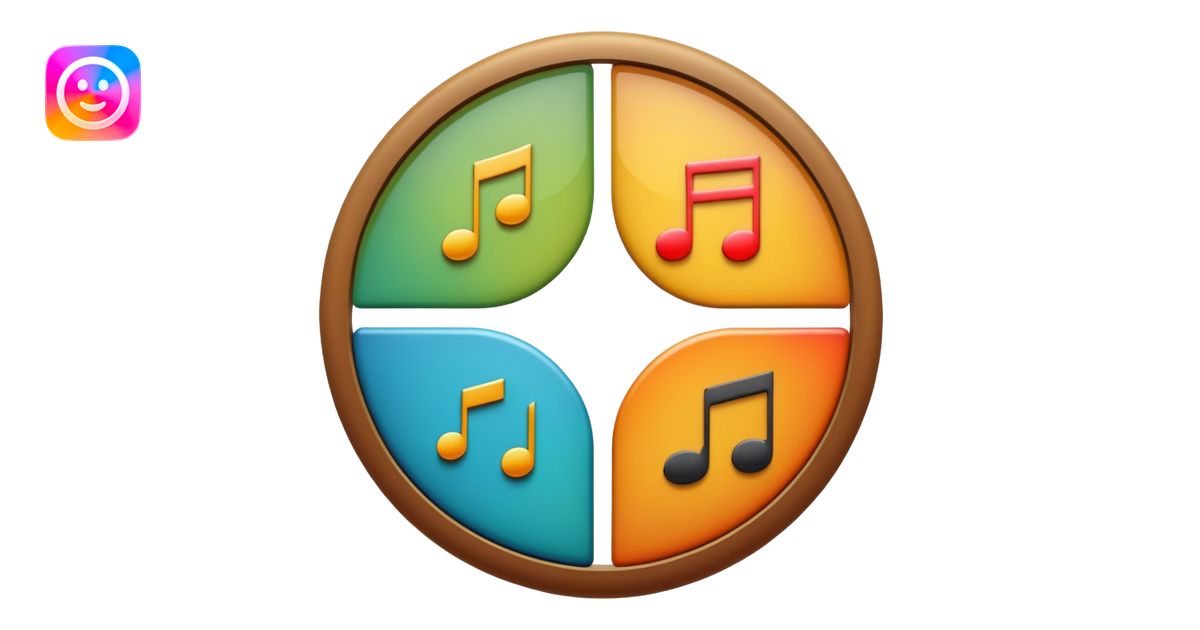 Circle divided into 4 segments with icon hints of visual, musical ...