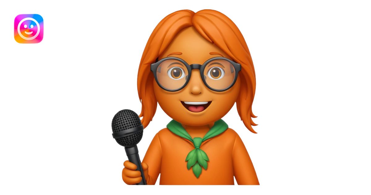 singing carrot wearing glasses with microphone emoji | AI Emoji Generator