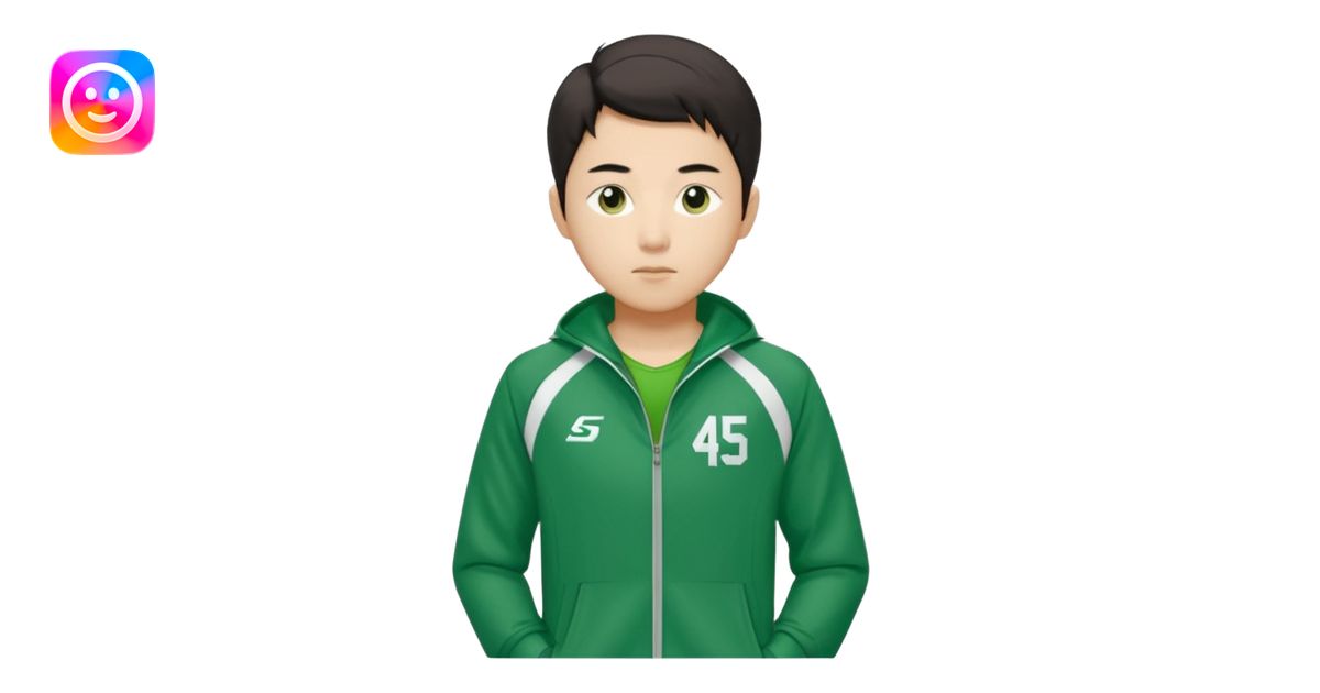 Draw Seong Gi-hun (Player 456) in green tracksuit with the white number ...