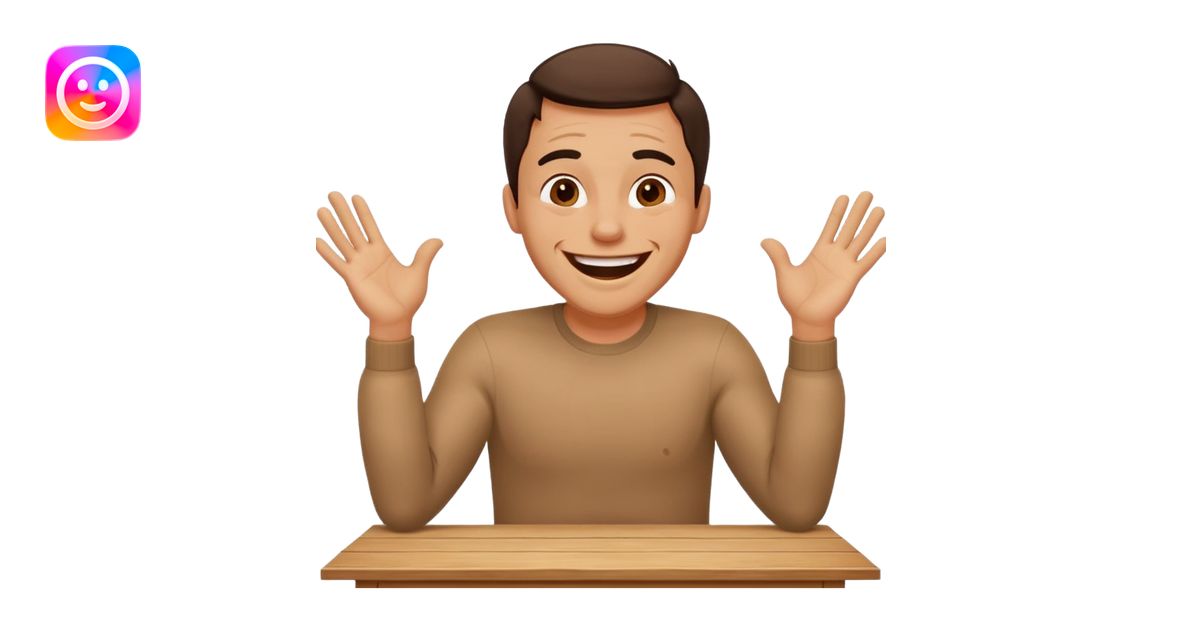 A man is laughing and knocking with both hands on the table in front of ...