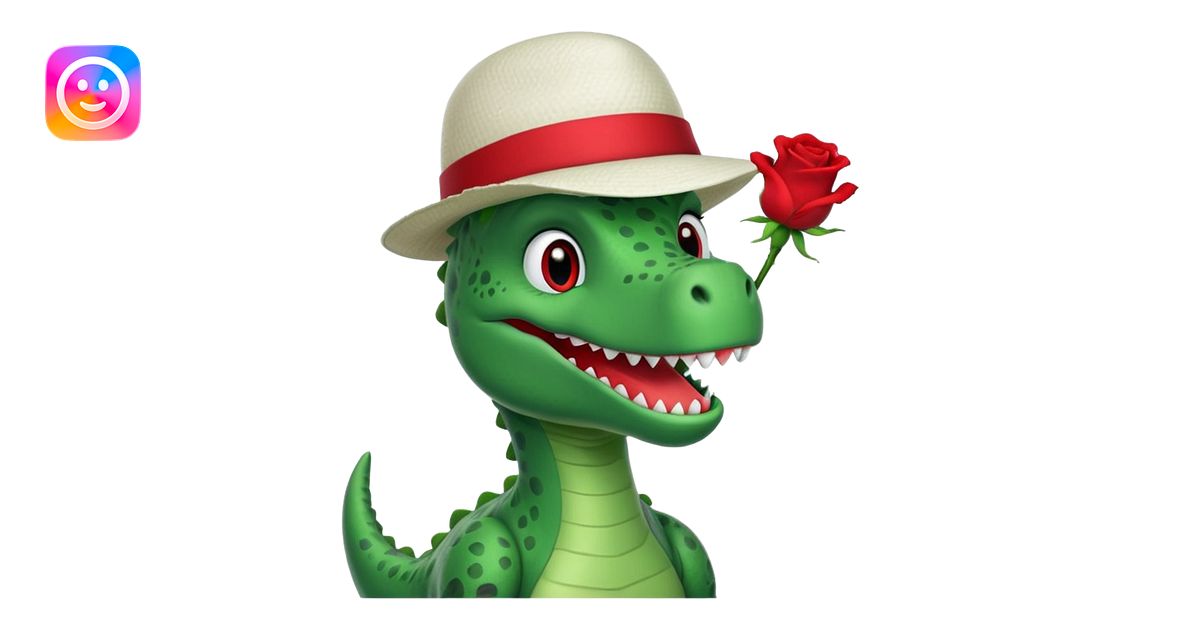 Dorothy the Dinosaur from The Wiggles with white hat with red rose ...