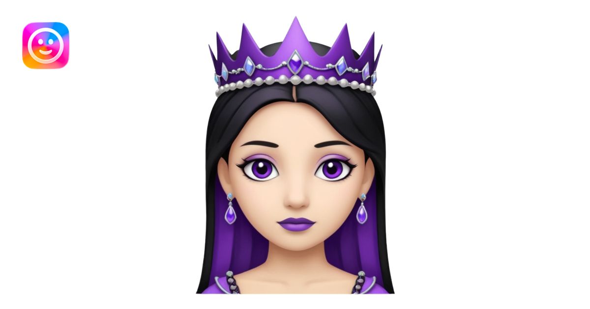Obsidian Princess – black tiara + violet trim emoji | AI Emoji Generator