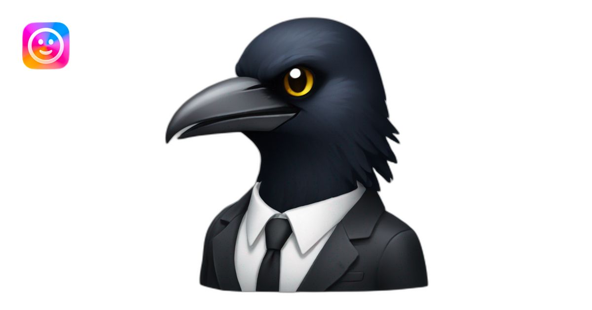 Crow Wearing a Mafia suit emoji | AI Emoji Generator