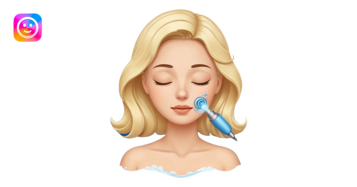 Emoji of a woman with eyes closed, getting an ultrasonic cavitation ...