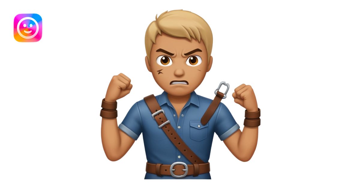 A man angry slanging a belt to someone’s behind emoji | AI Emoji Generator