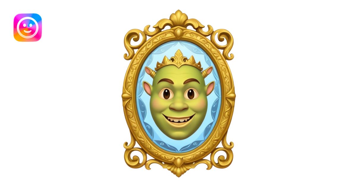 magic mirror on the wall from Shrek with a theater mask inside emoji ...