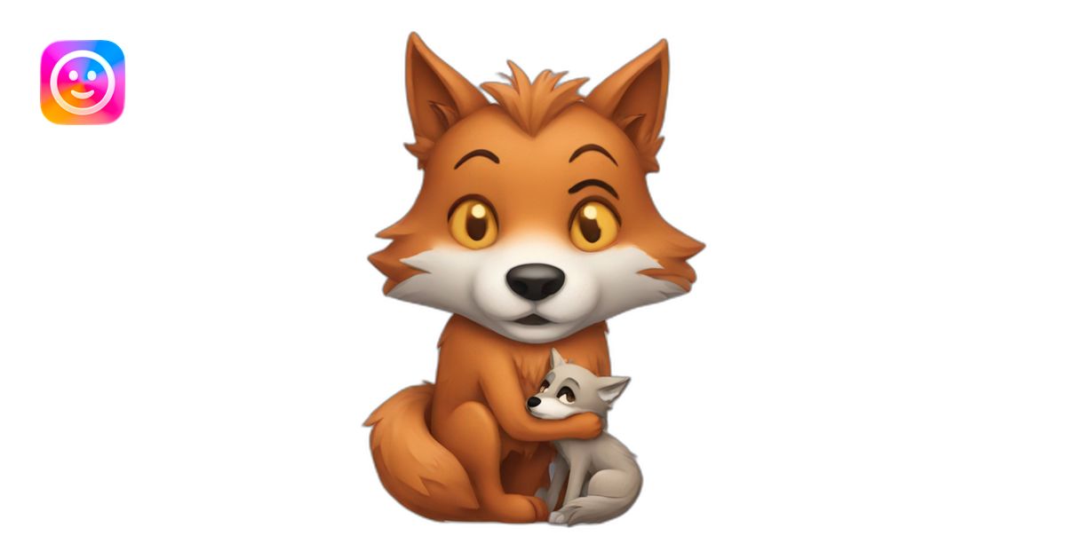 wolf hugging fox emoji | AI Emoji Generator