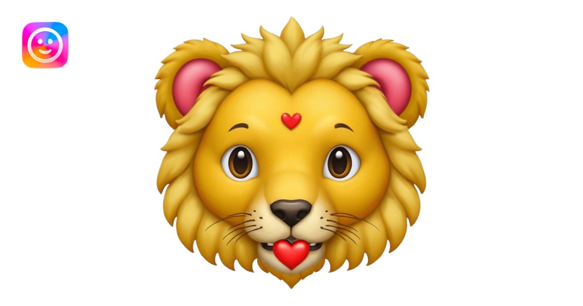 León con corazones en el ojo emoji | AI Emoji Generator