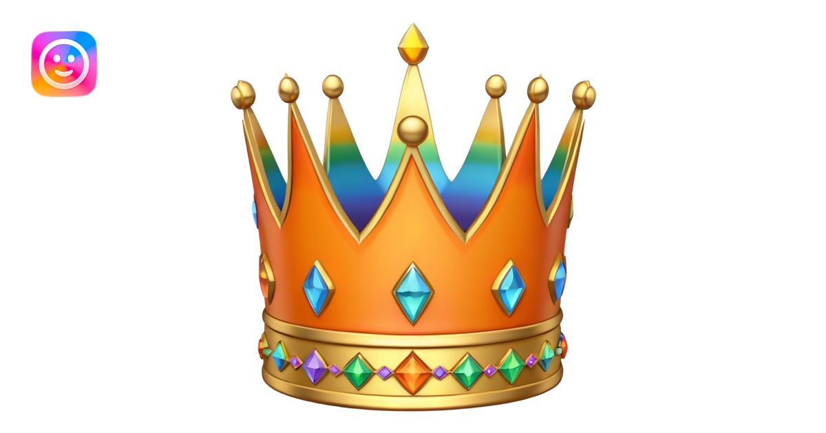 3d crown orange in color with rainbow inlay emoji | AI Emoji Generator