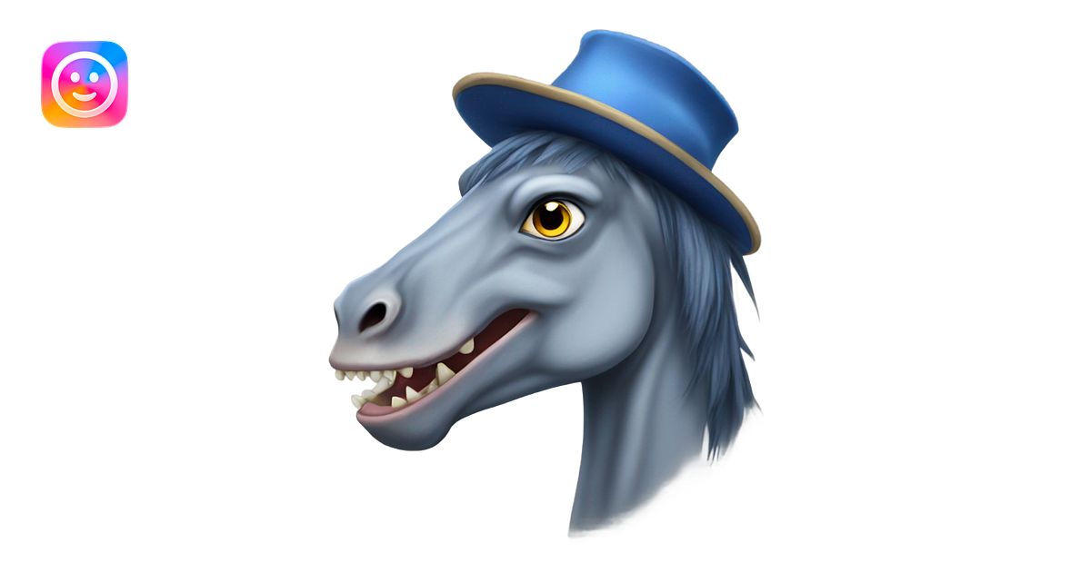 blue roan horse with t rex hat emoji | AI Emoji Generator