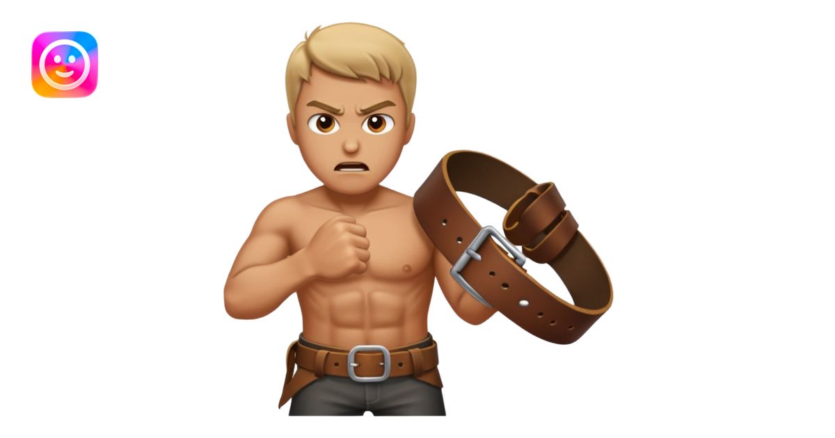 A man angry slanging a belt to someone’s behind emoji | AI Emoji Generator
