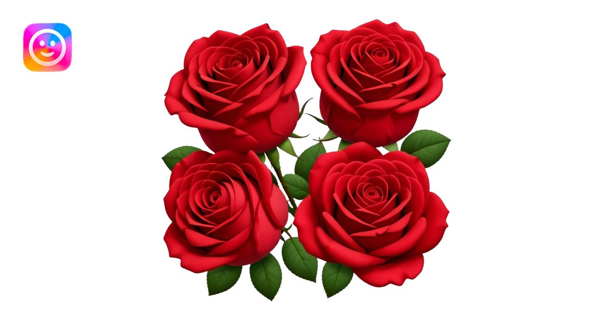 3d rending Realistic Still life, Deep red roses emoji | AI Emoji Generator