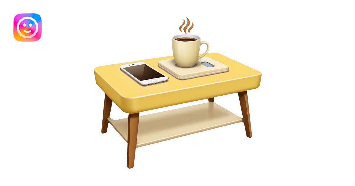 light yellow coffe table, coffee on top emoji | AI Emoji Generator