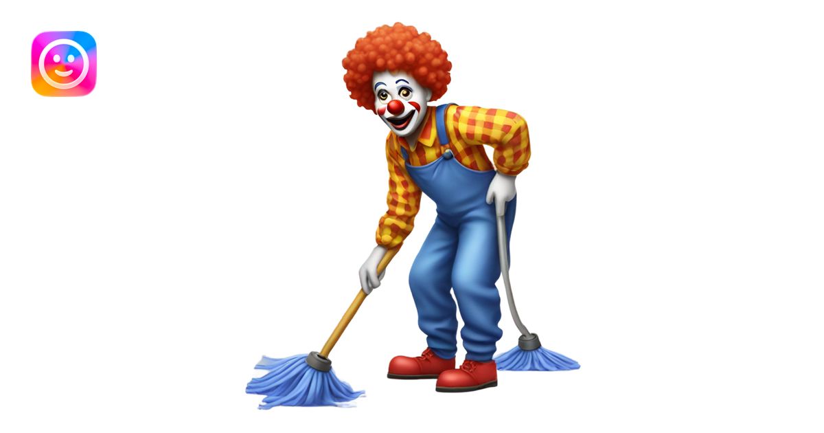 Clown mopping a floor emoji | AI Emoji Generator