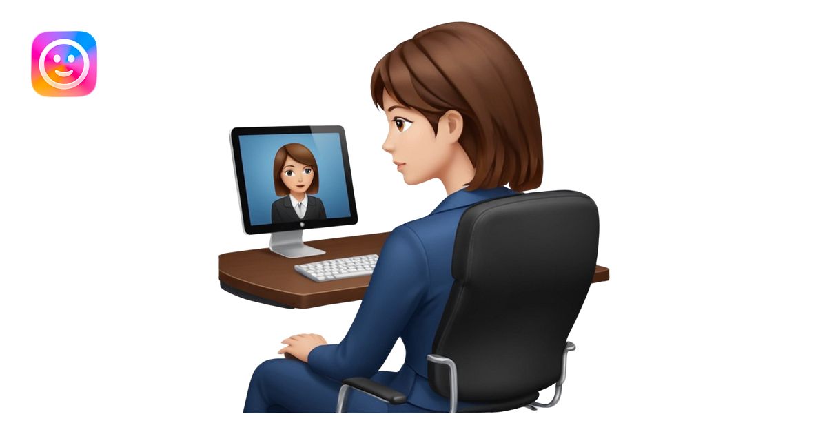 Back of head woman sitting on an office chair emoji | AI Emoji Generator