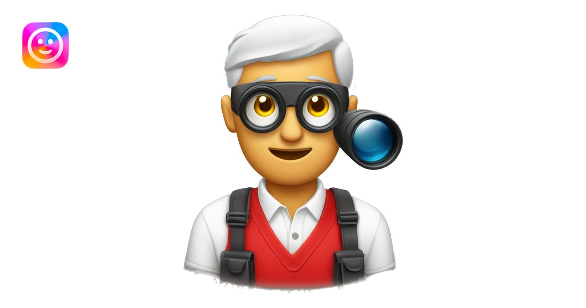 hombre de polo rojo con binocular emoji | AI Emoji Generator