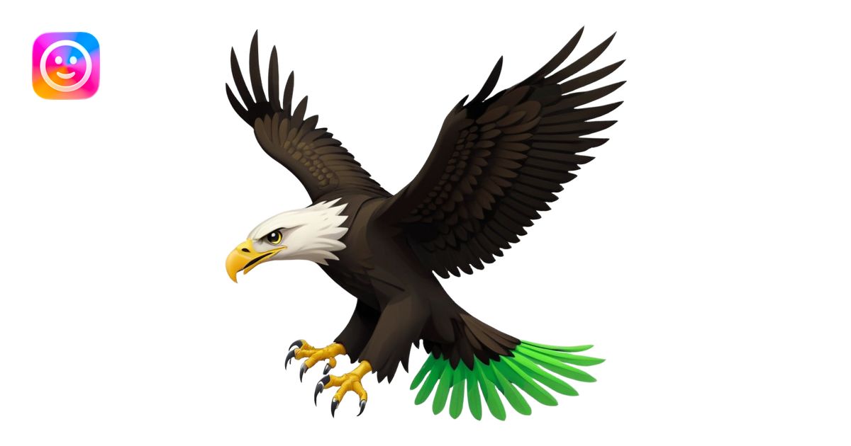 Stylized vector eagle flying sideways, wings spread up. Matte black ...