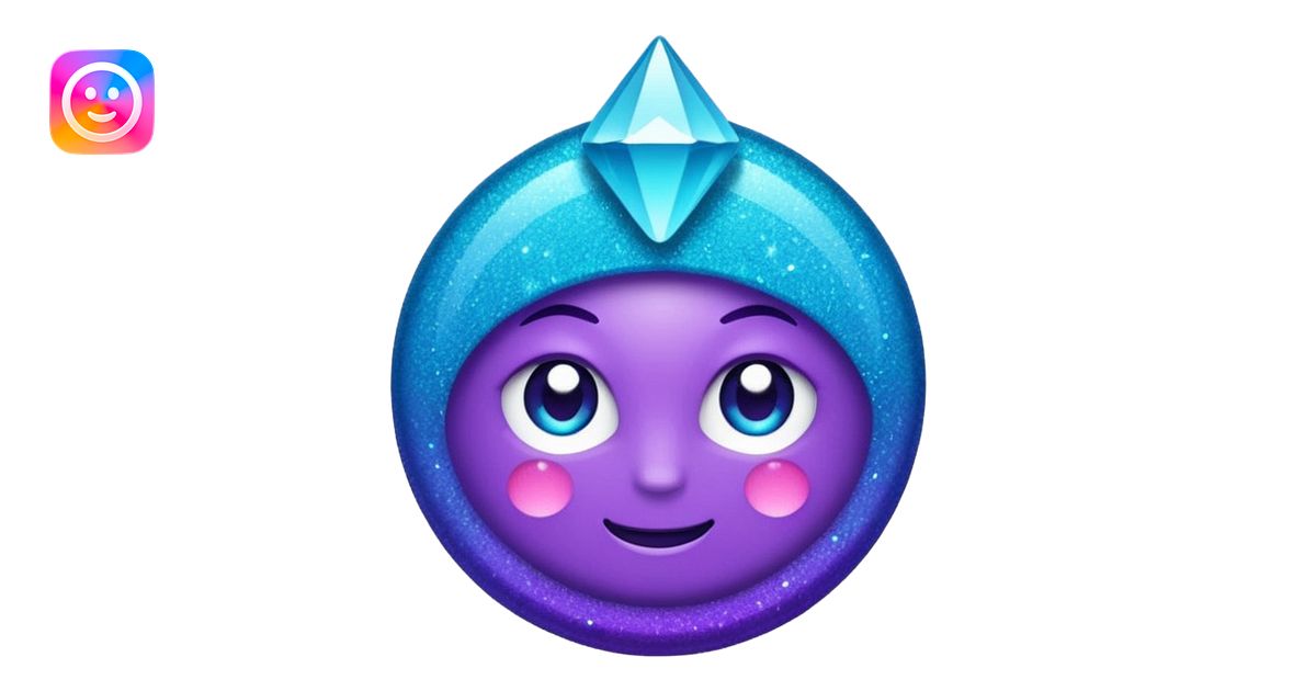 Glitter Purple and Cian less symbol emoji | AI Emoji Generator