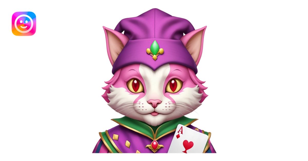 court jester cat medieval, single poker card joker clearly visible ...