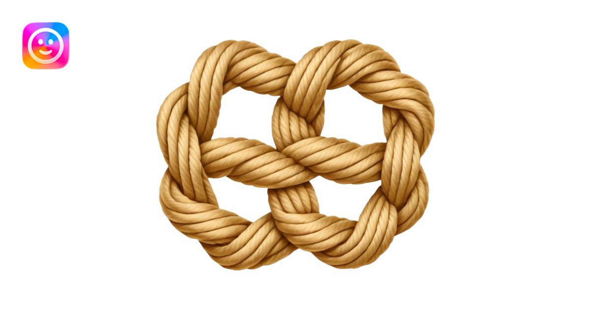 Emoji-style illustration of a neatly tied bowline knot made of natural ...