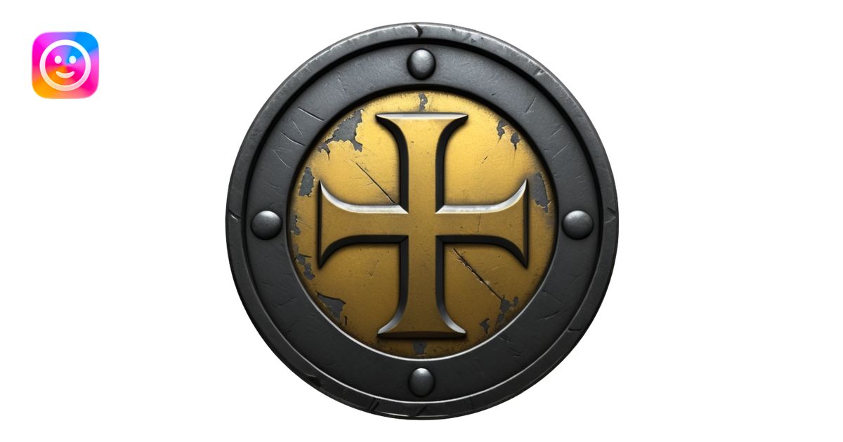 Minimal emoji, gothic metal coin made of black steel, engraved number 1 ...