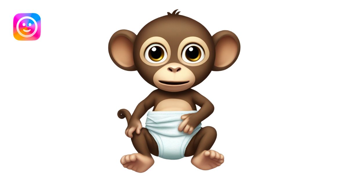 Baby monkey with binky and diaper emoji | AI Emoji Generator