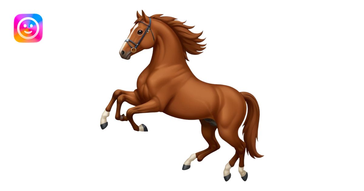 Bay horse jumping emoji | AI Emoji Generator