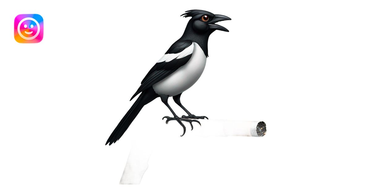 Magpie smoking a cigarette emoji | AI Emoji Generator
