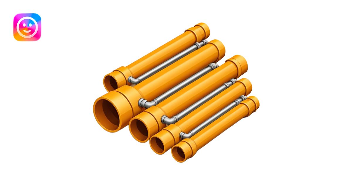 Emoji-style illustration of pipe installation in a trench, flat vector ...