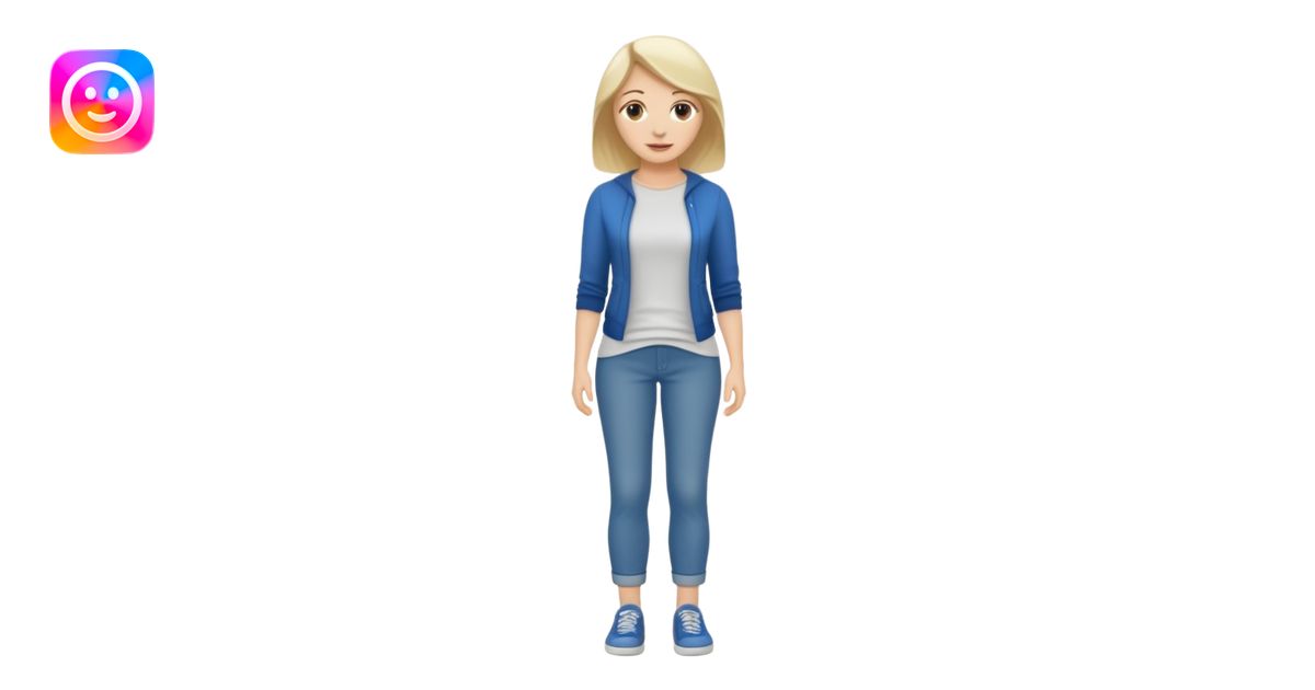 white woman dressed casually full body emoji | AI Emoji Generator