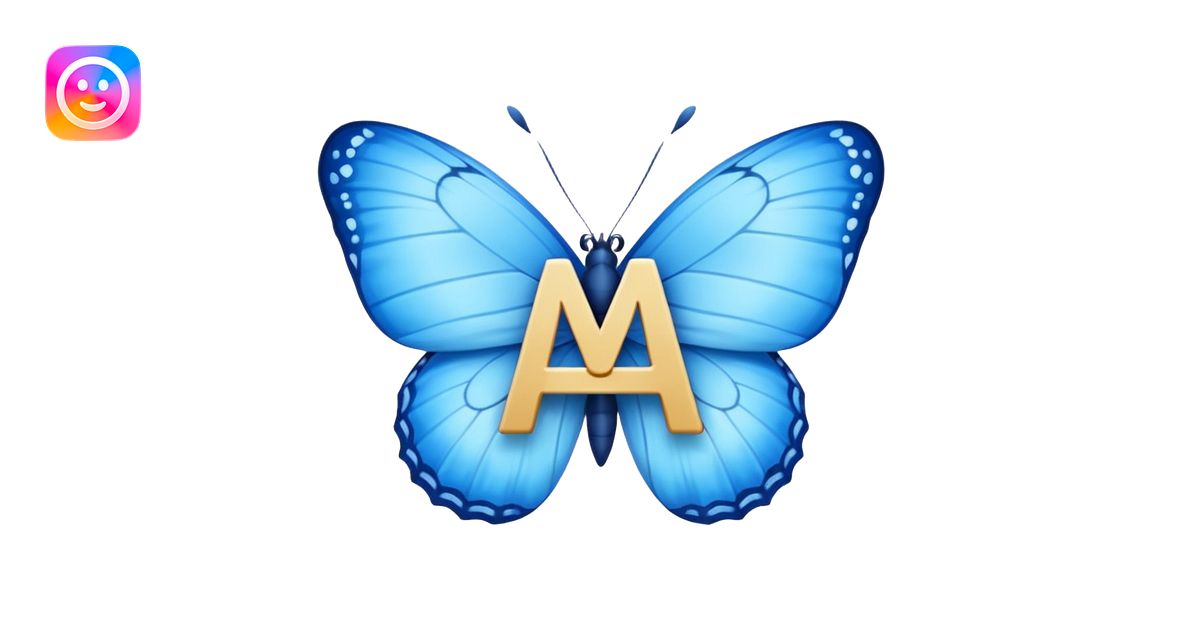 Blue butterfly with letter emoji | AI Emoji Generator