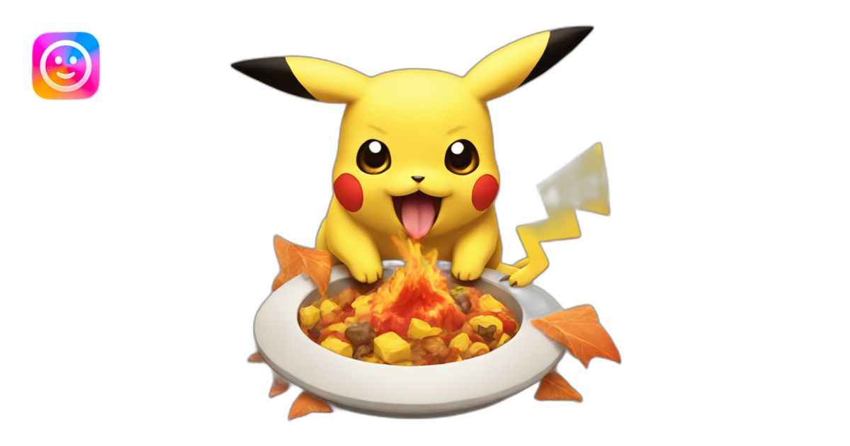 Pikachu eating dracaufeu emoji | AI Emoji Generator