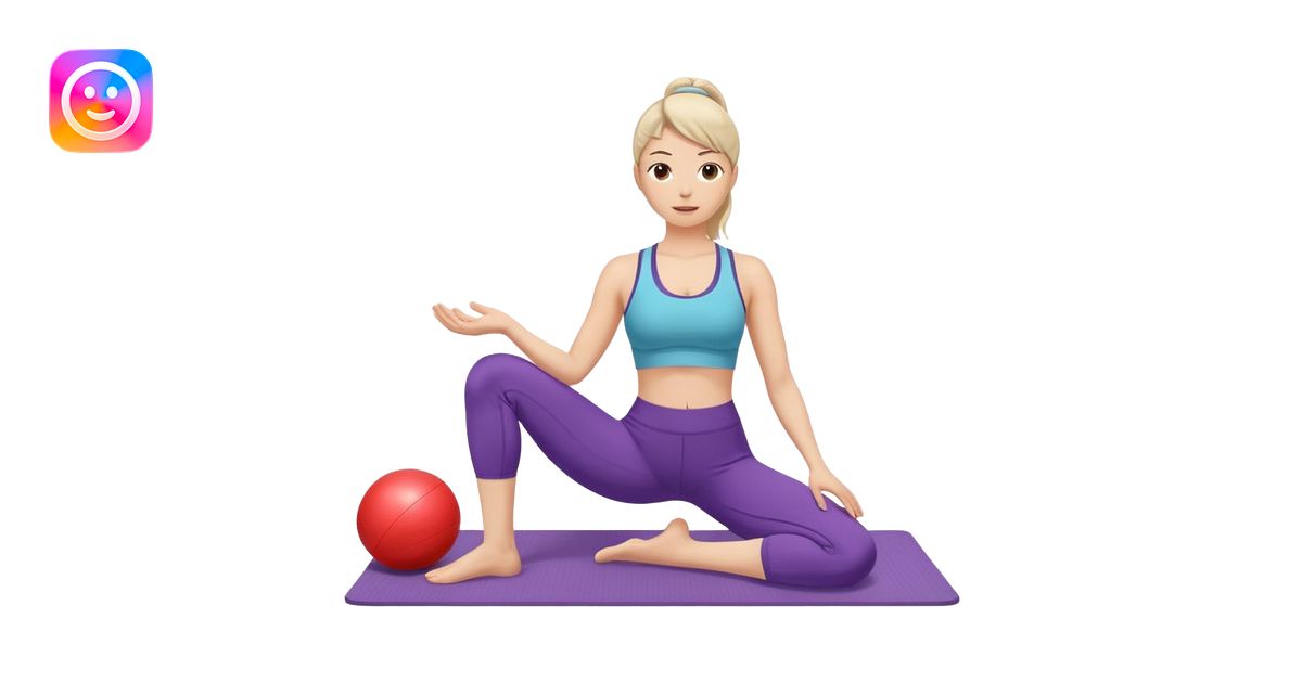 generate a pretty woman doing pilates on a mat with a small ball emoji ...