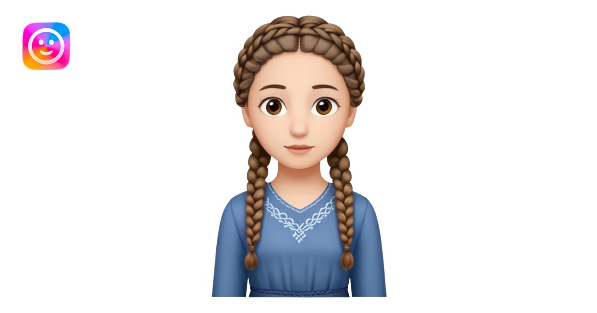 young modest jewish girl braids no headband emoji | AI Emoji Generator