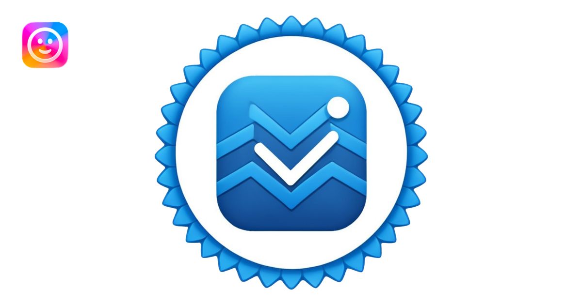 Instagram verification badge emoji in a blue circular shape with zigzag ...