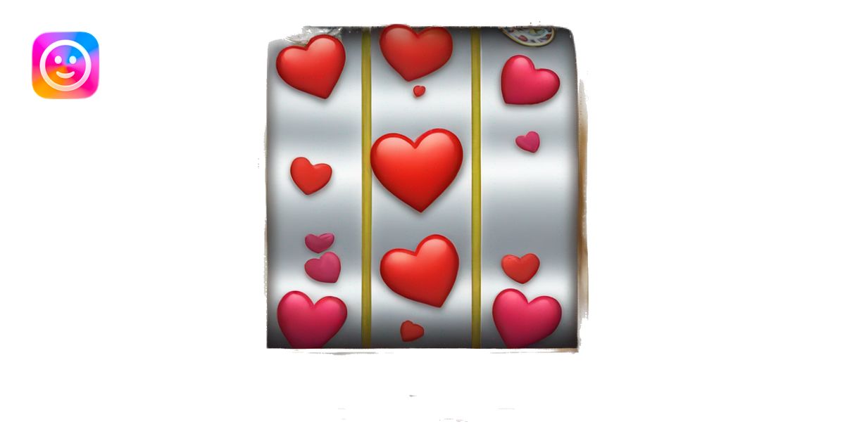 slot machine with heart, more hearts around emoji | AI Emoji Generator