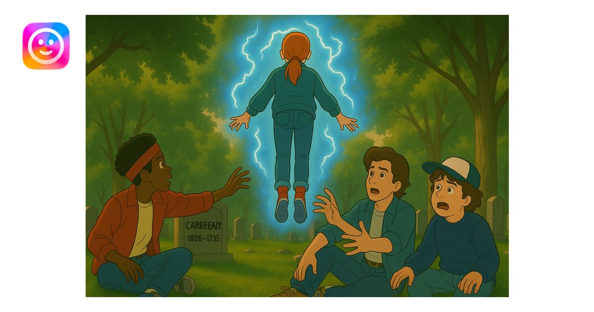 Max from Stranger Things levitating, seen from behind, in front of ...